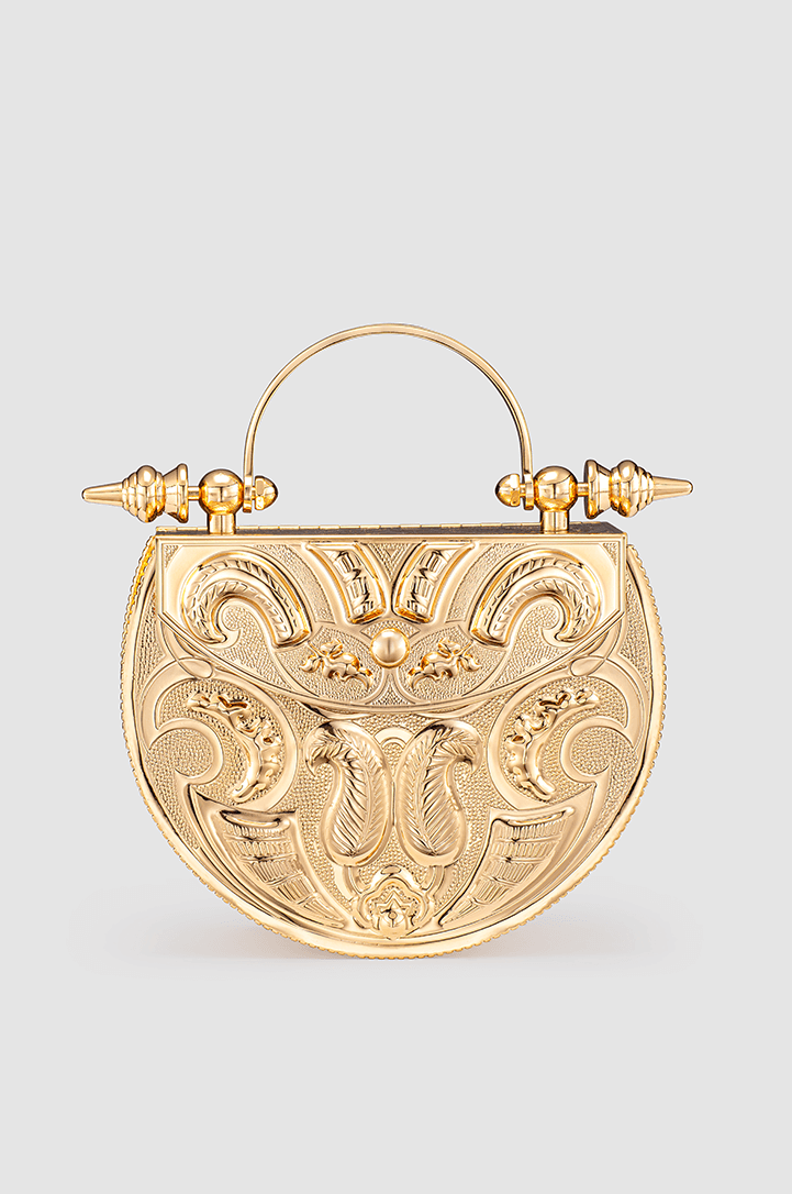 Palmette Oval Minaudiere - Gold - Designer Handbag | OKHTEIN Official Store