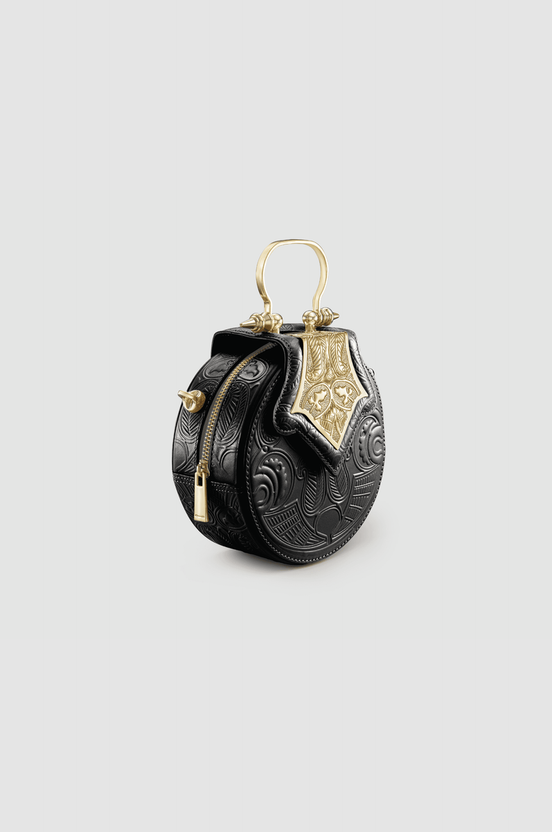 Mini Dome Embossed - Black - Designer Mini Handbag | OKHTEIN Official Store
