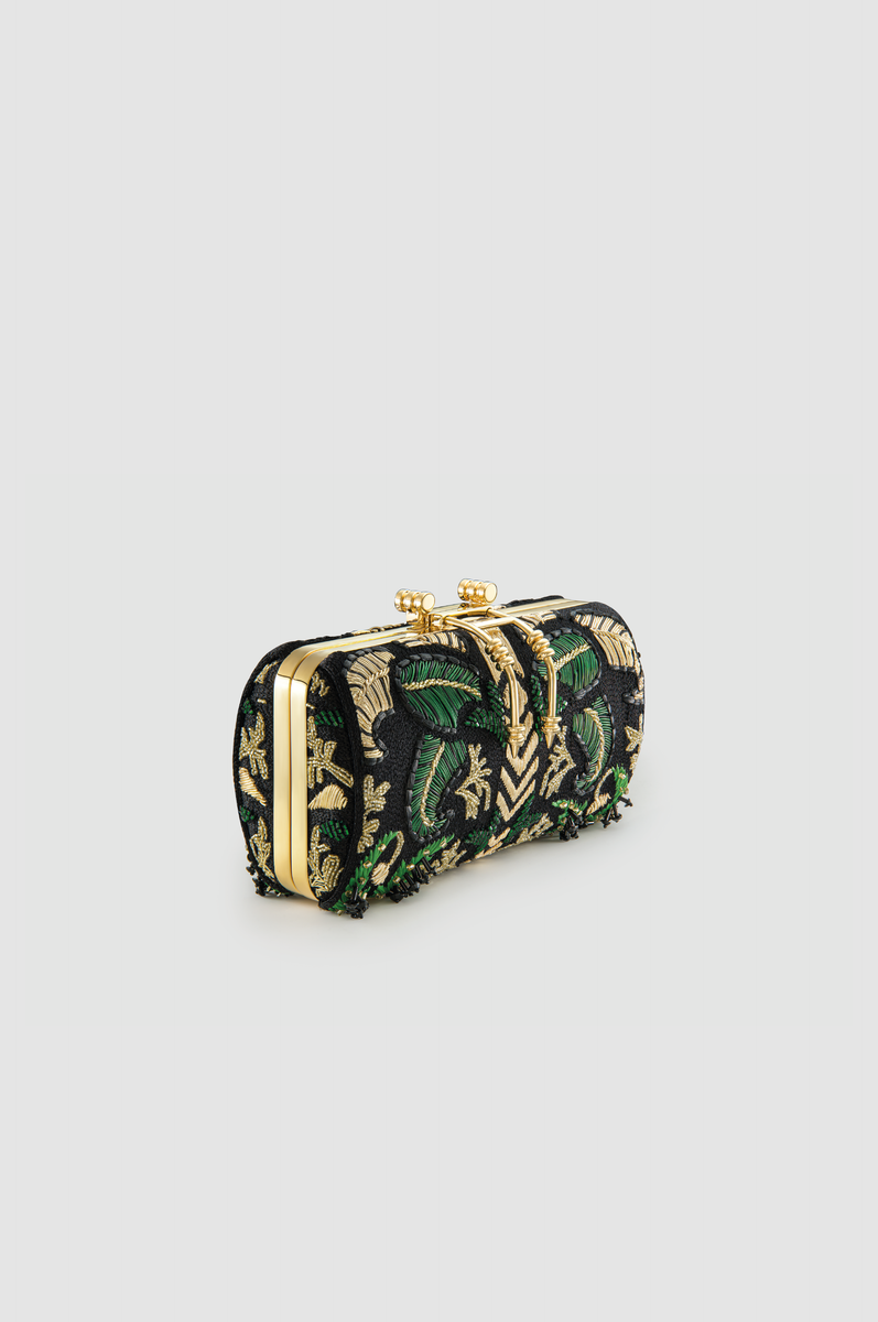 Soiree Clutch - Gold & Black - Designer Clutch | OKHTEIN Official Store