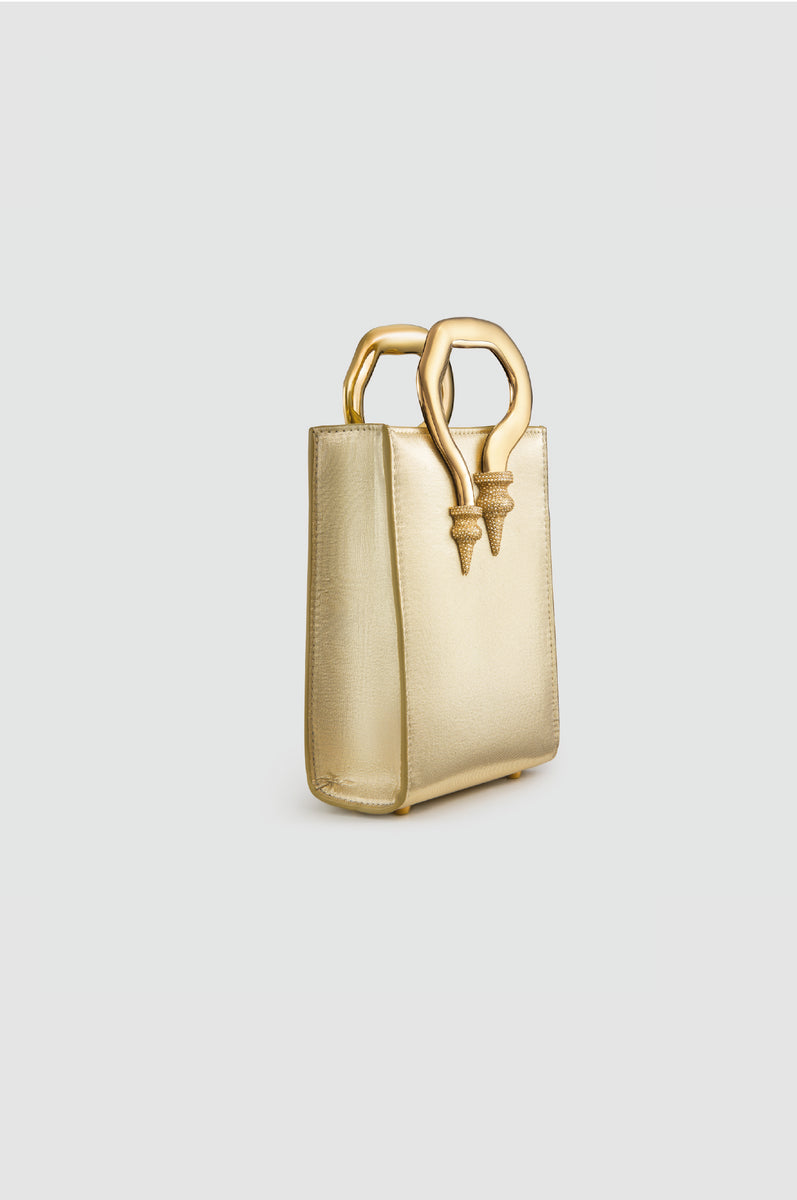 Encrusted Malleable Mini Shopper - Encrusted Gold - Designer Mini ...