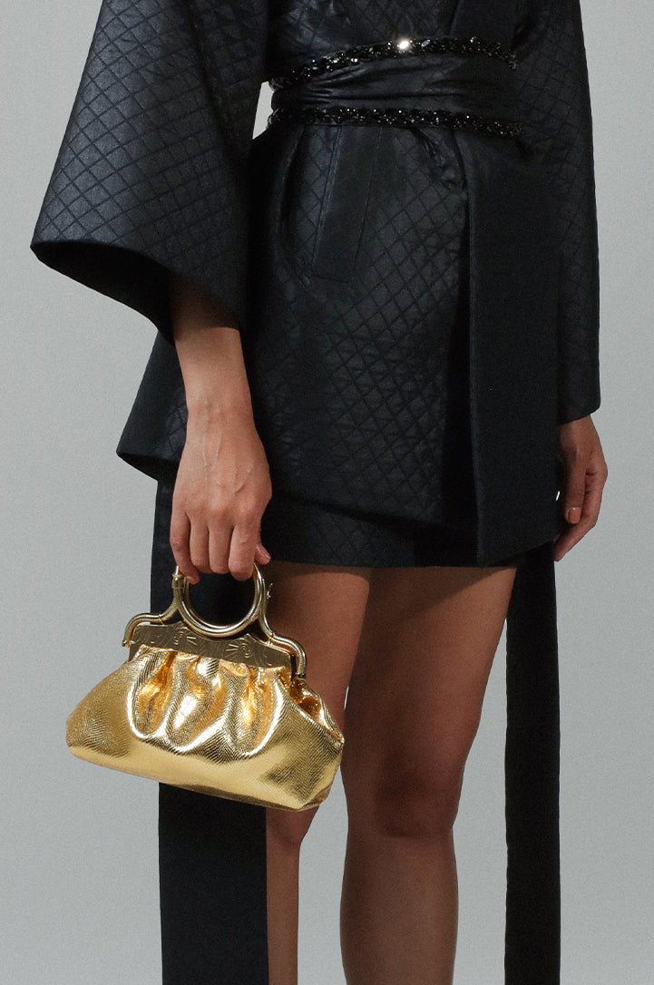 Bangle Clutch - Metallic Gold - Designer Wrist Bag | OKHTEIN Official Store