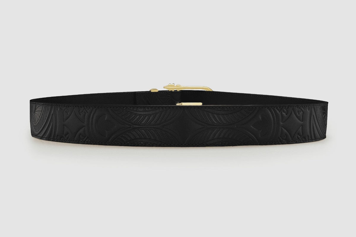 Embossed Classic Belt - Black - Designer Belt | OKHTEIN Official Store
