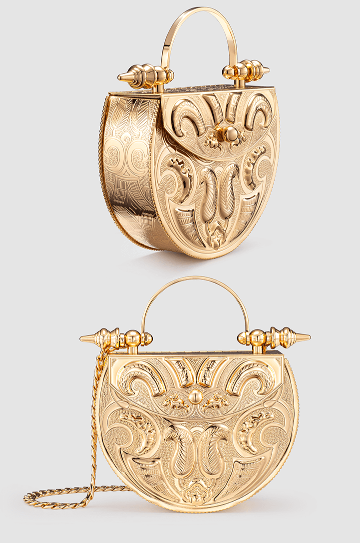 Palmette Oval Minaudiere - Gold - Designer Handbag | OKHTEIN Official Store
