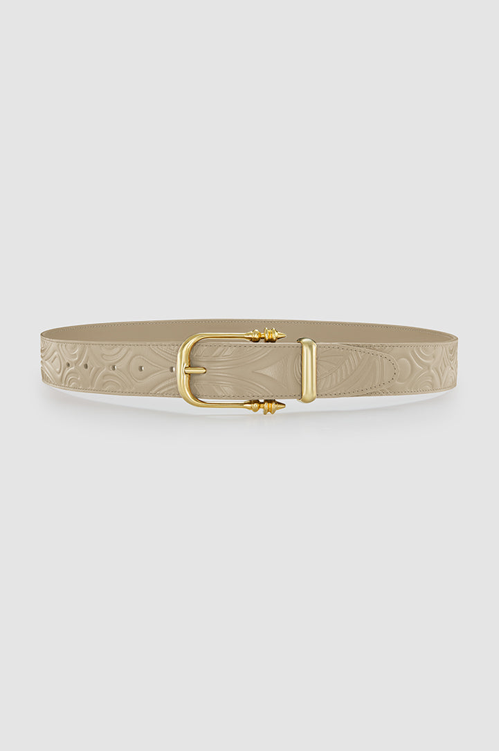 Embossed Classic Belt - Ghiaccio - Designer Belt | OKHTEIN Official Store