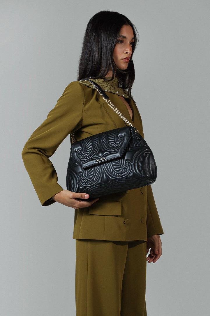 Lotus Shoulder Bag - Black - Designer Shoulder Bag | OKHTEIN Official Store