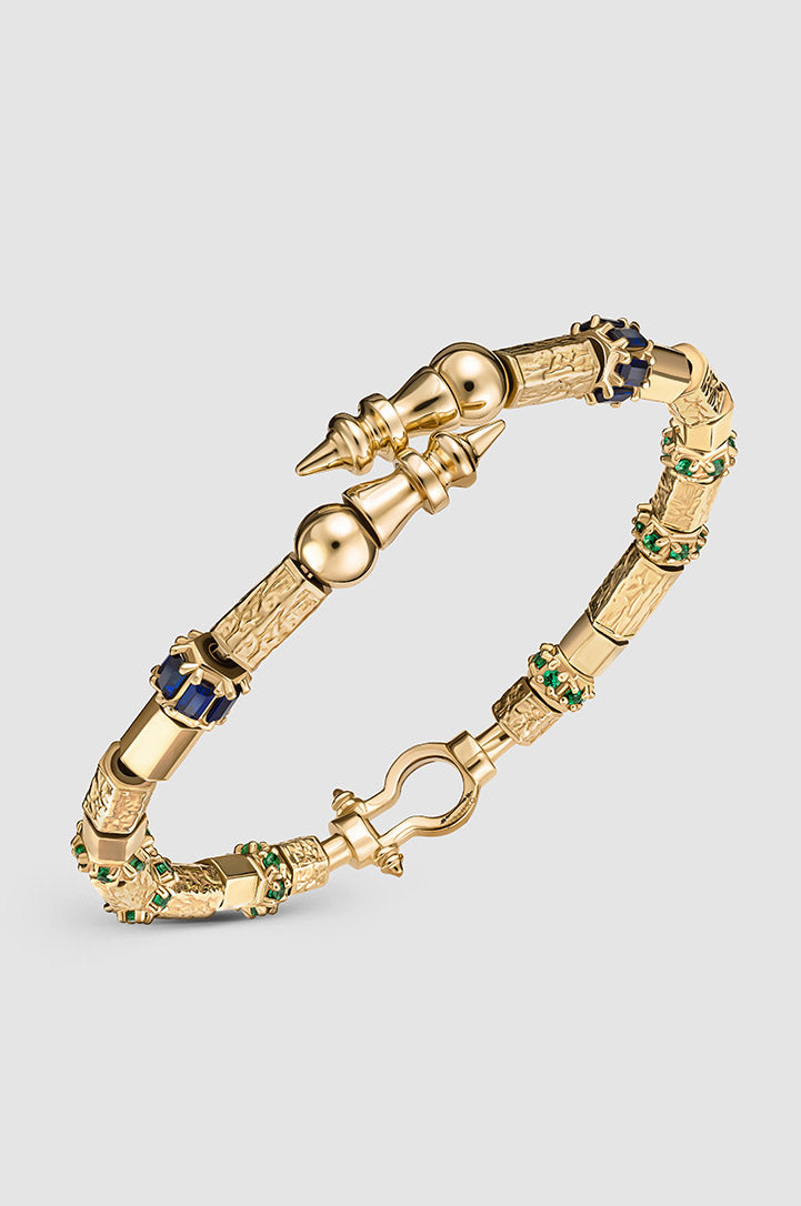 Rosary Bracelet - 18k Gold, Sapphire and Emerald - Designer Bracelet ...