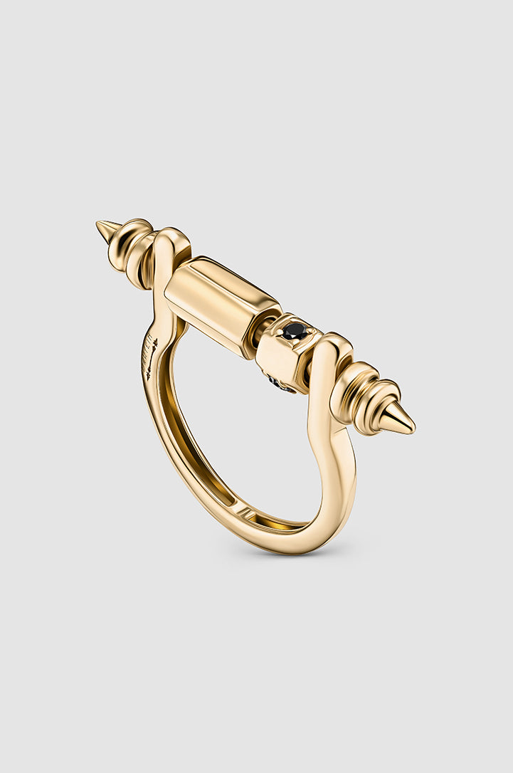 Rosary Rod Ring - 18k Gold and Black Diamonds - Designer Ring | OKHTEIN ...